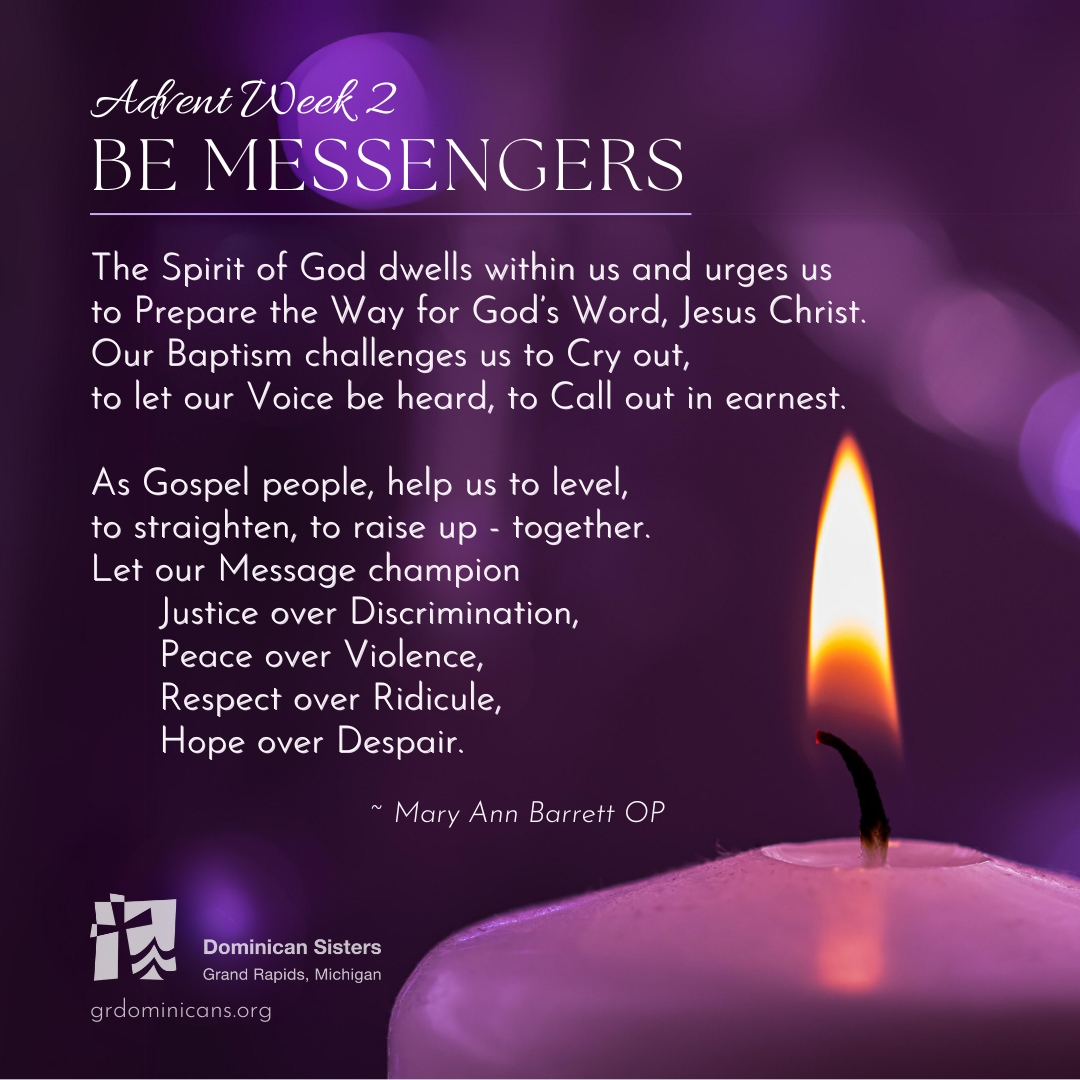 Advent 2023 — Week 2 — Be Messengers - Dominican Sisters Of Grand Rapids